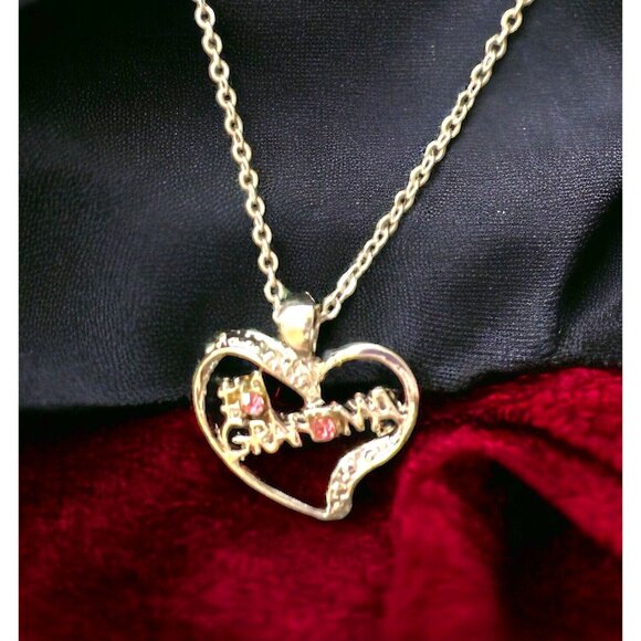 Jewelry | Silver Chain Necklace With Silver Pink 1 Grandma Heart ...